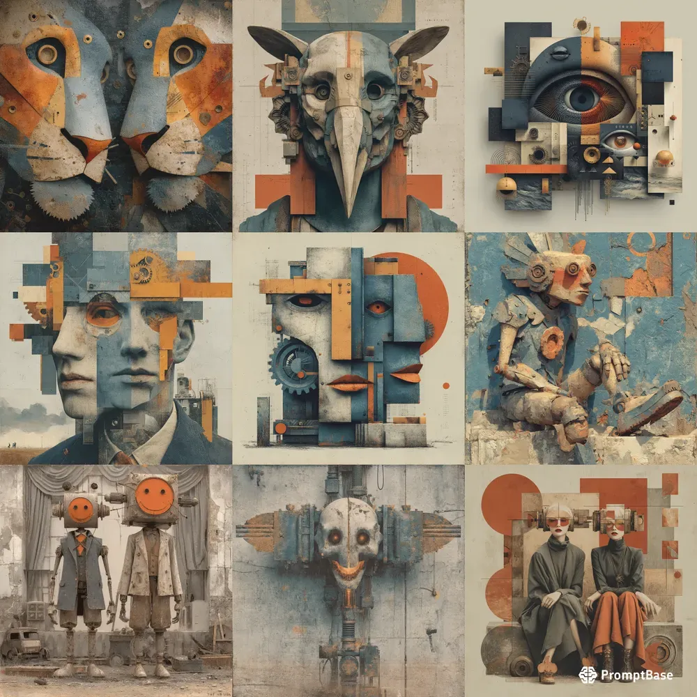 Mechanical Paranoia Collages Midjourney Prompt | PromptBase