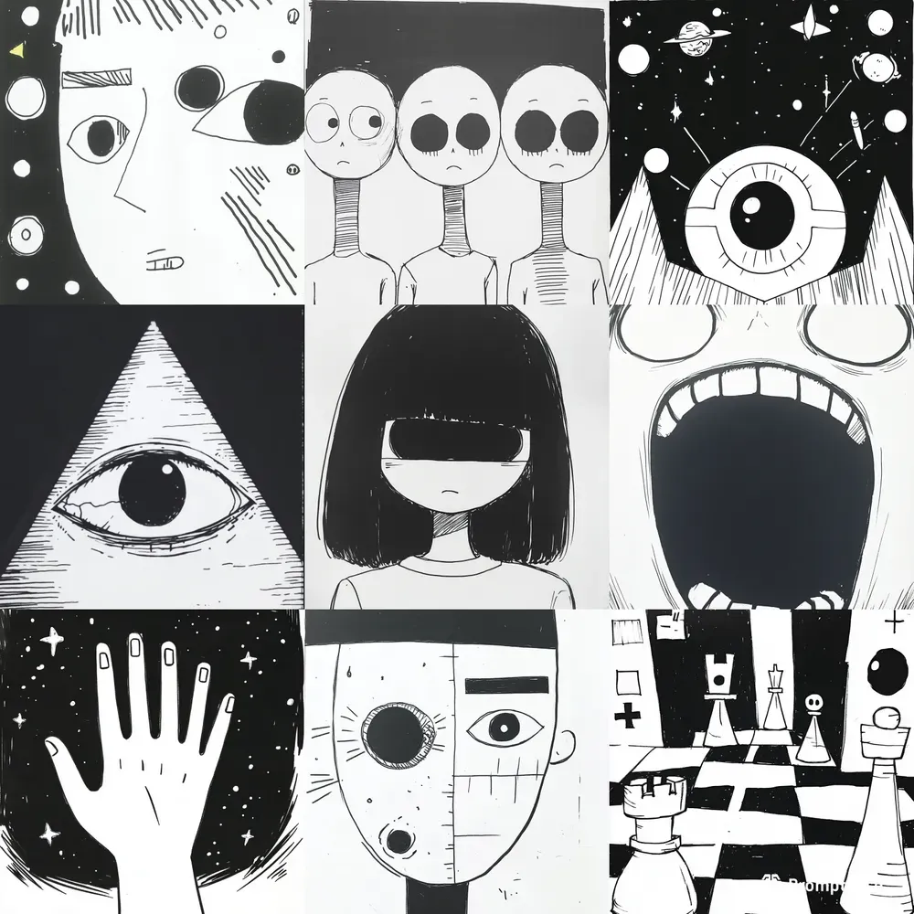 Monochrome Symbols With Midjourney Prompt | PromptBase