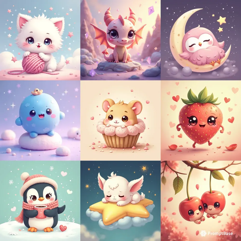 Kawaii Pastel Character Scenes FLUX Prompt | PromptBase