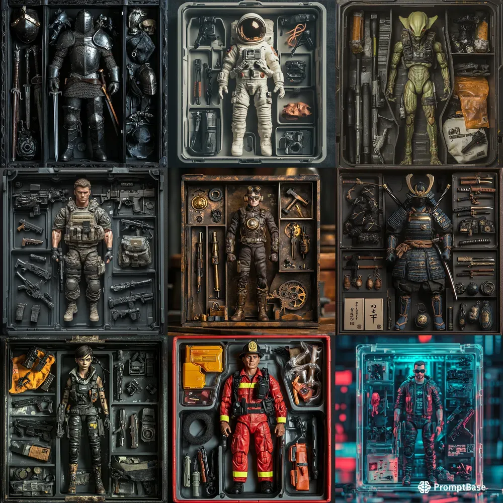 Action Figure Box Showcases Midjourney Prompt | PromptBase