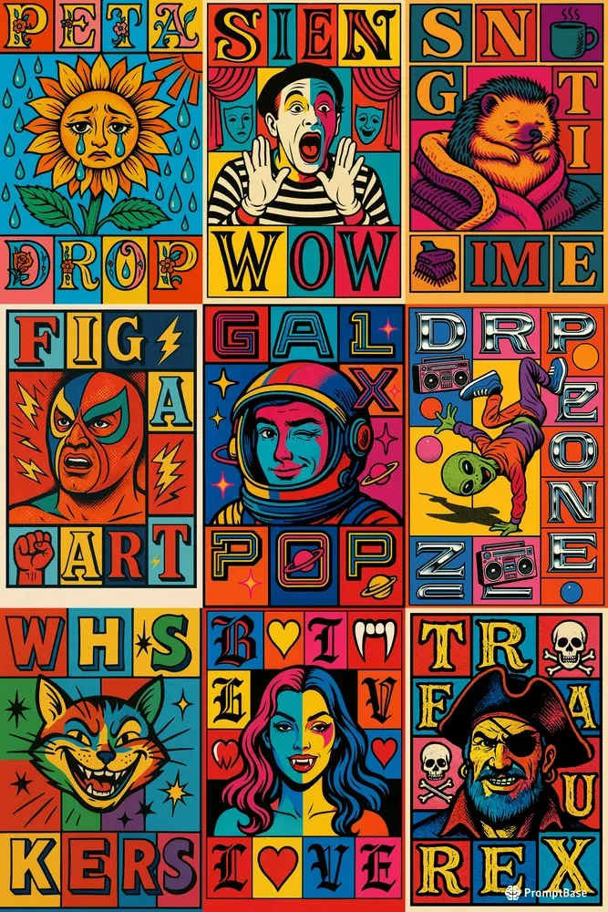 Pop Art Collage Generators ChatGPT Image Prompt | PromptBase