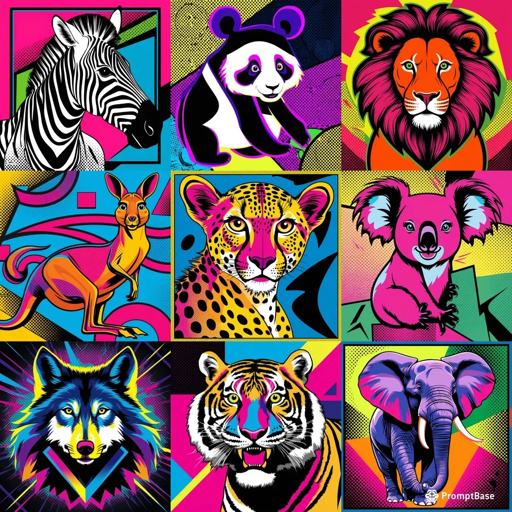 Iconic Pop Art Animal Designs Leonardo Ai Prompt | PromptBase