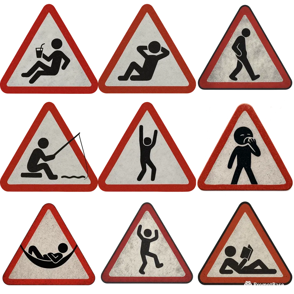 Humorous Stick Figure Warning Signs ChatGPT Image Prompt | PromptBase