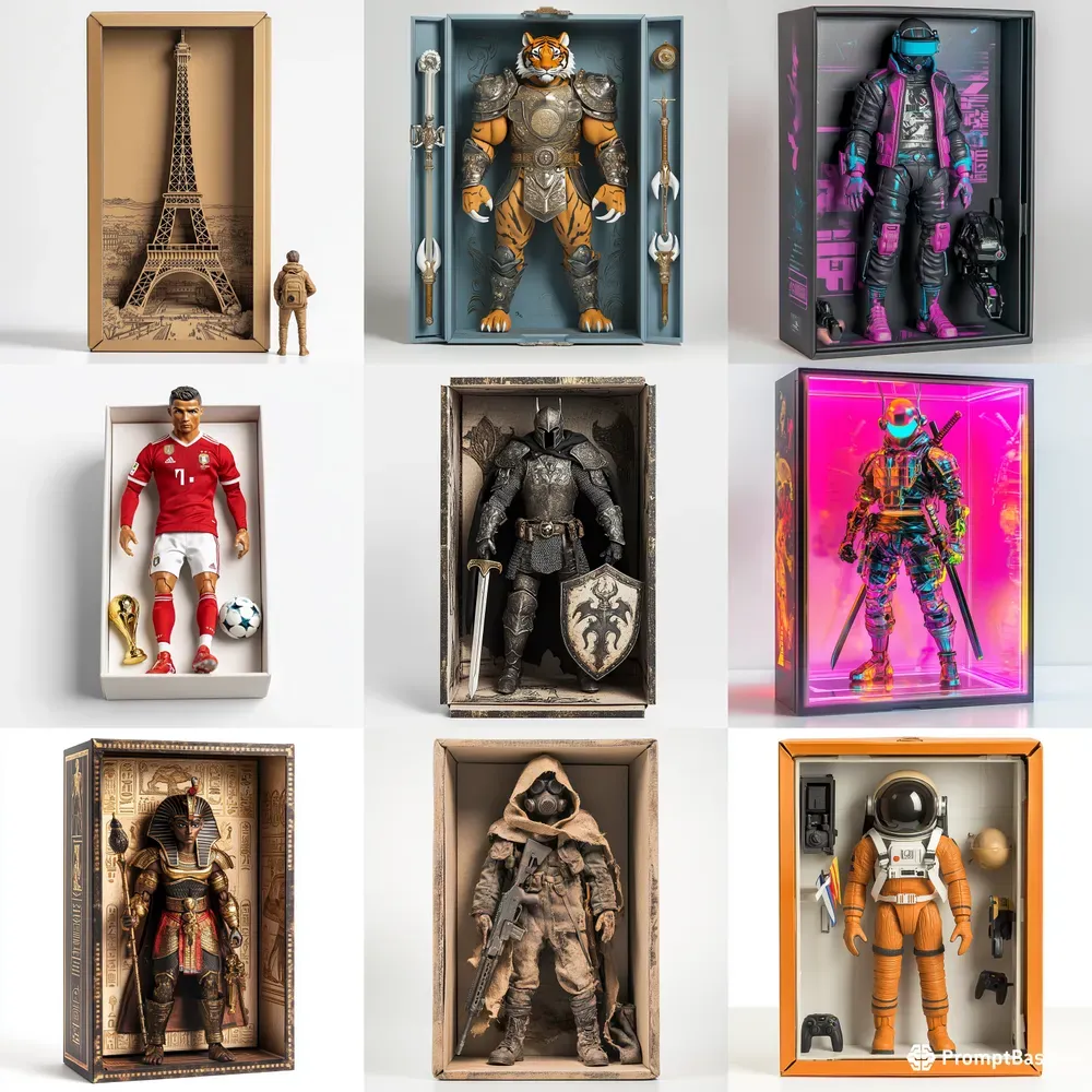 Epic Collectible Action Figure Boxes Midjourney Prompt | PromptBase