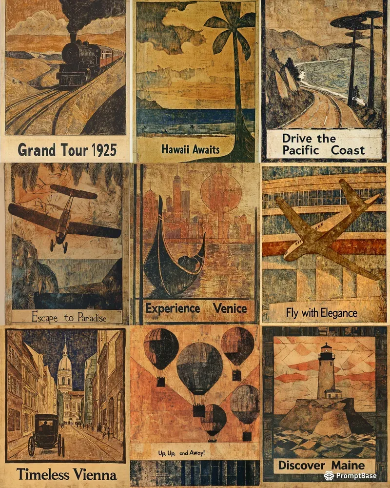 1920s Art Deco Travel Posters Midjourney Prompt | PromptBase