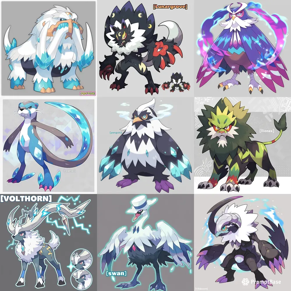 New Fakemon Pokemon Design Concepts Midjourney Prompt | PromptBase
