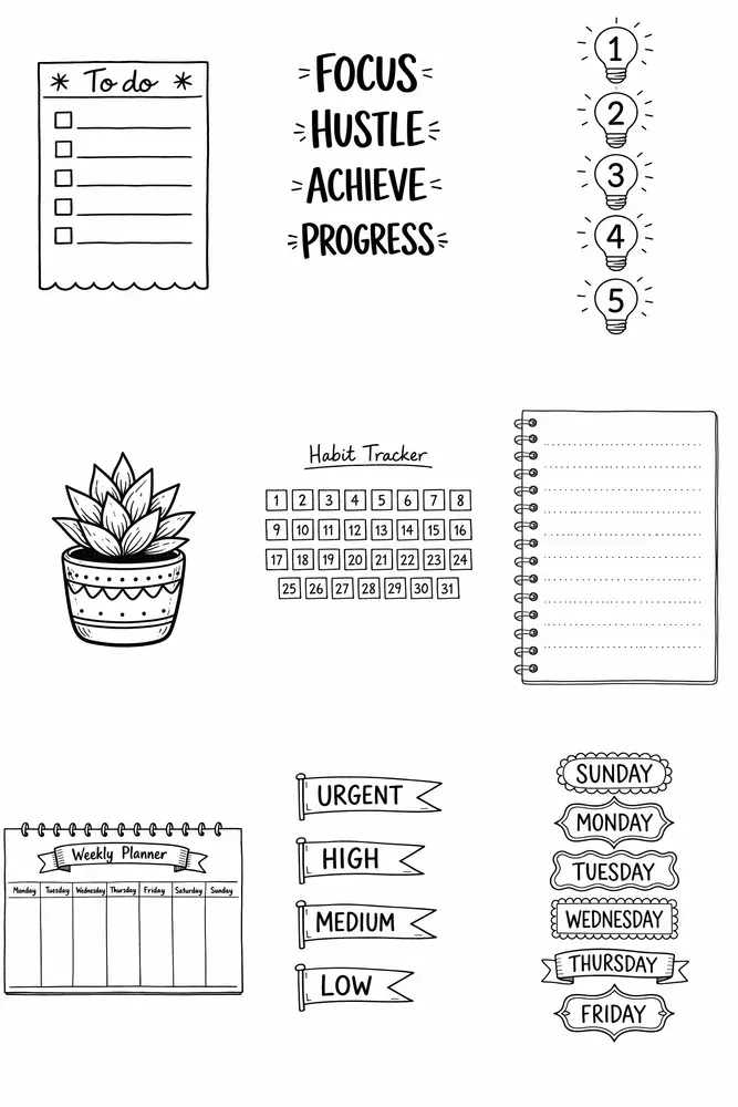 Doodle Planner Clipart ChatGPT Image Prompt | PromptBase