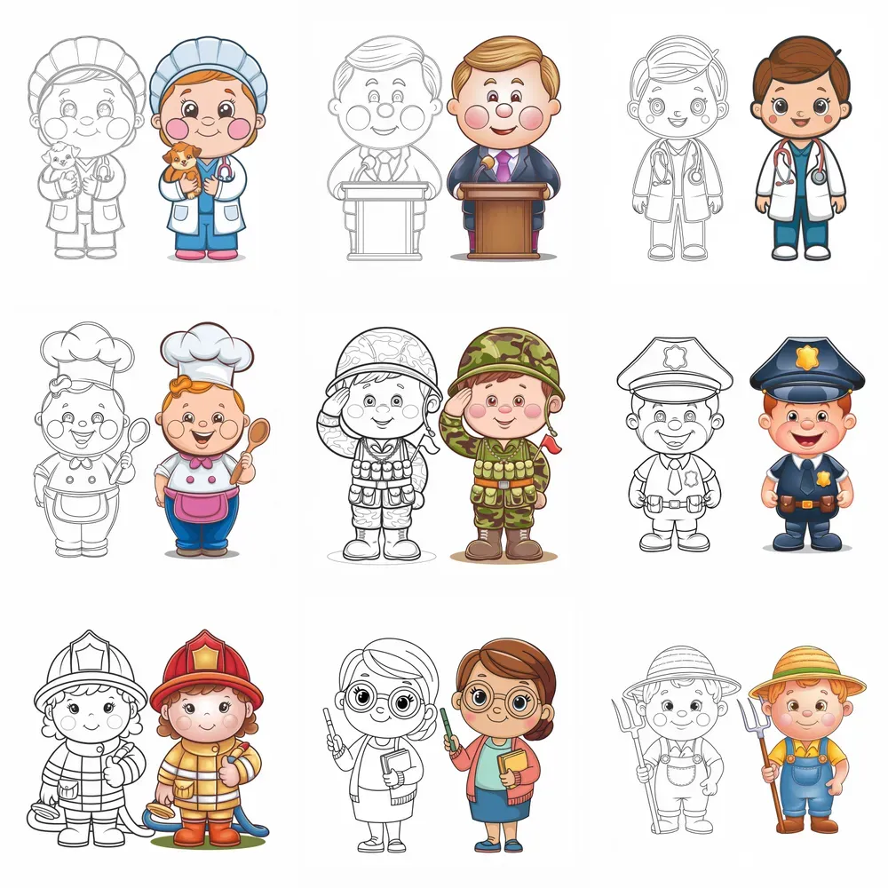 Cute Coloring Characters Ideogram Prompt | PromptBase