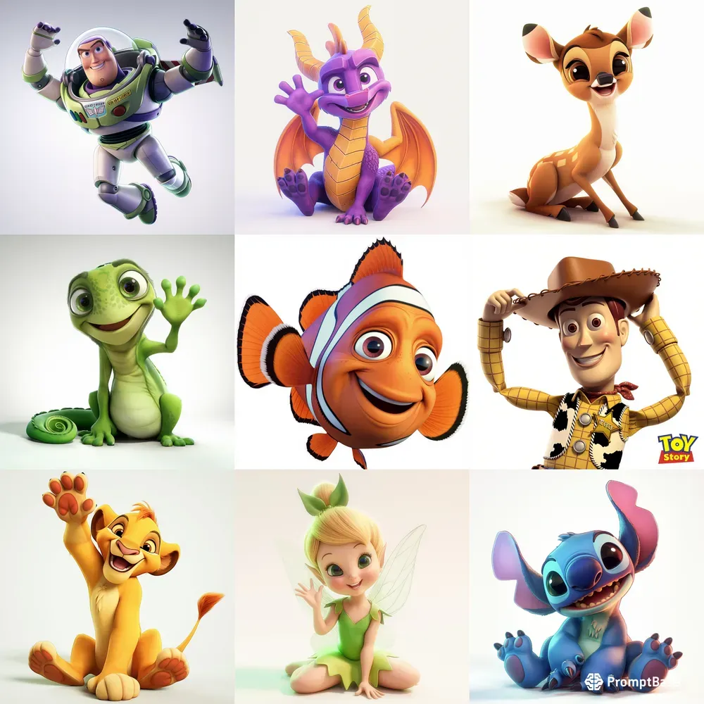 3D Toon Characters On White Midjourney Prompt | PromptBase