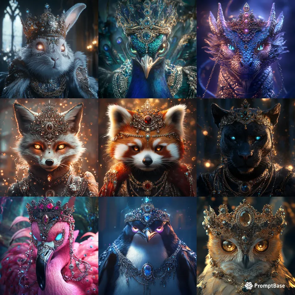 Mystical Regal Creatures In Enchanted At Midjourney Prompt | PromptBase