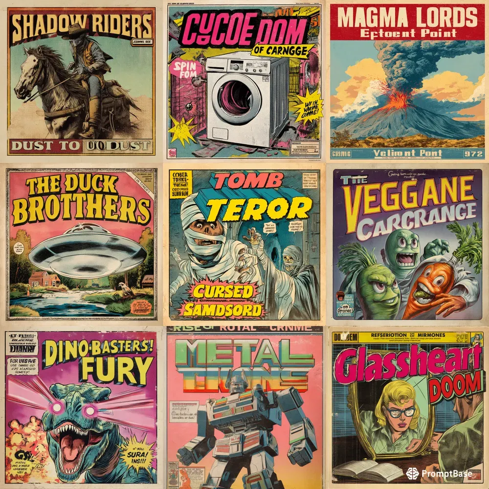 Vintage Album Comic Book Covers Midjourney Prompt | PromptBase