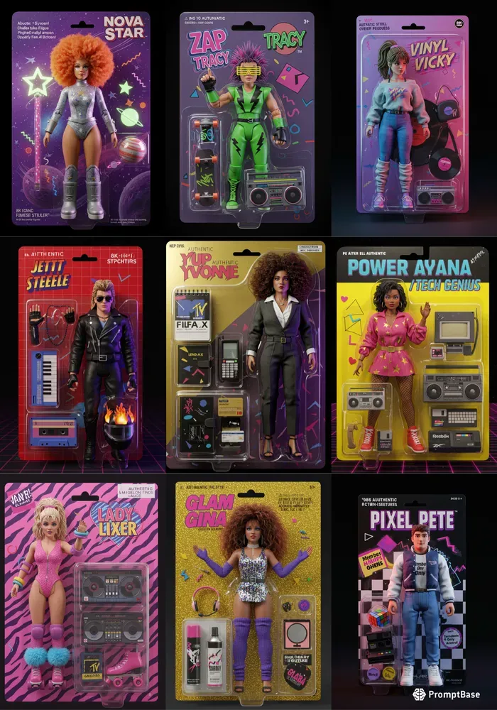 1980s Retro 3D Action Figures Imagen Prompt | PromptBase