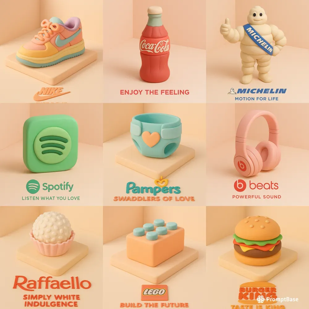 Pastel Power 3D Ads Brands ChatGPT Image Prompt | PromptBase