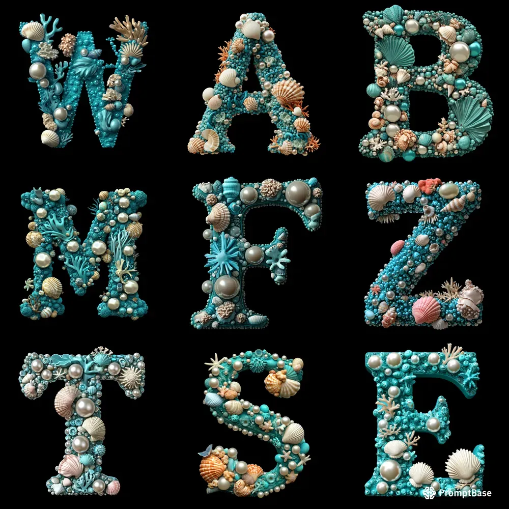 Marine Coral Style Letters Midjourney Prompt | PromptBase