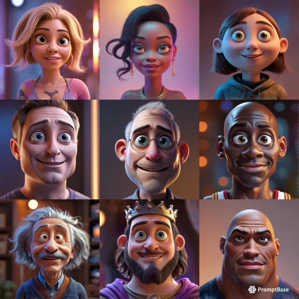 Famous People As Pixar Characters Leonardo Ai Prompt | PromptBase