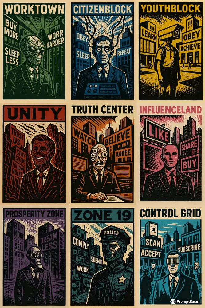 Dystopian Propaganda Posters ChatGPT Image Prompt | PromptBase