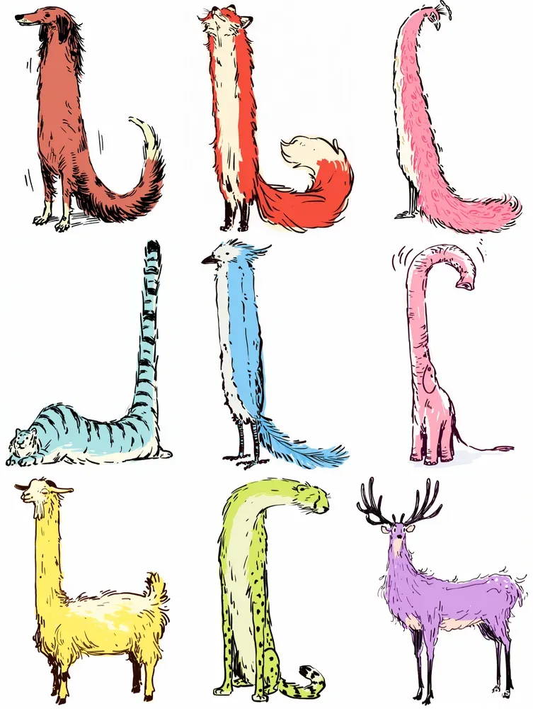 Elongated Animal Illustrations Midjourney Prompt | PromptBase