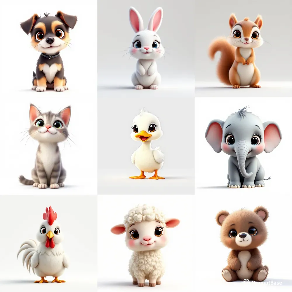 Cute Cartoon Disneypixar Style Characters Flux Prompt Promptbase