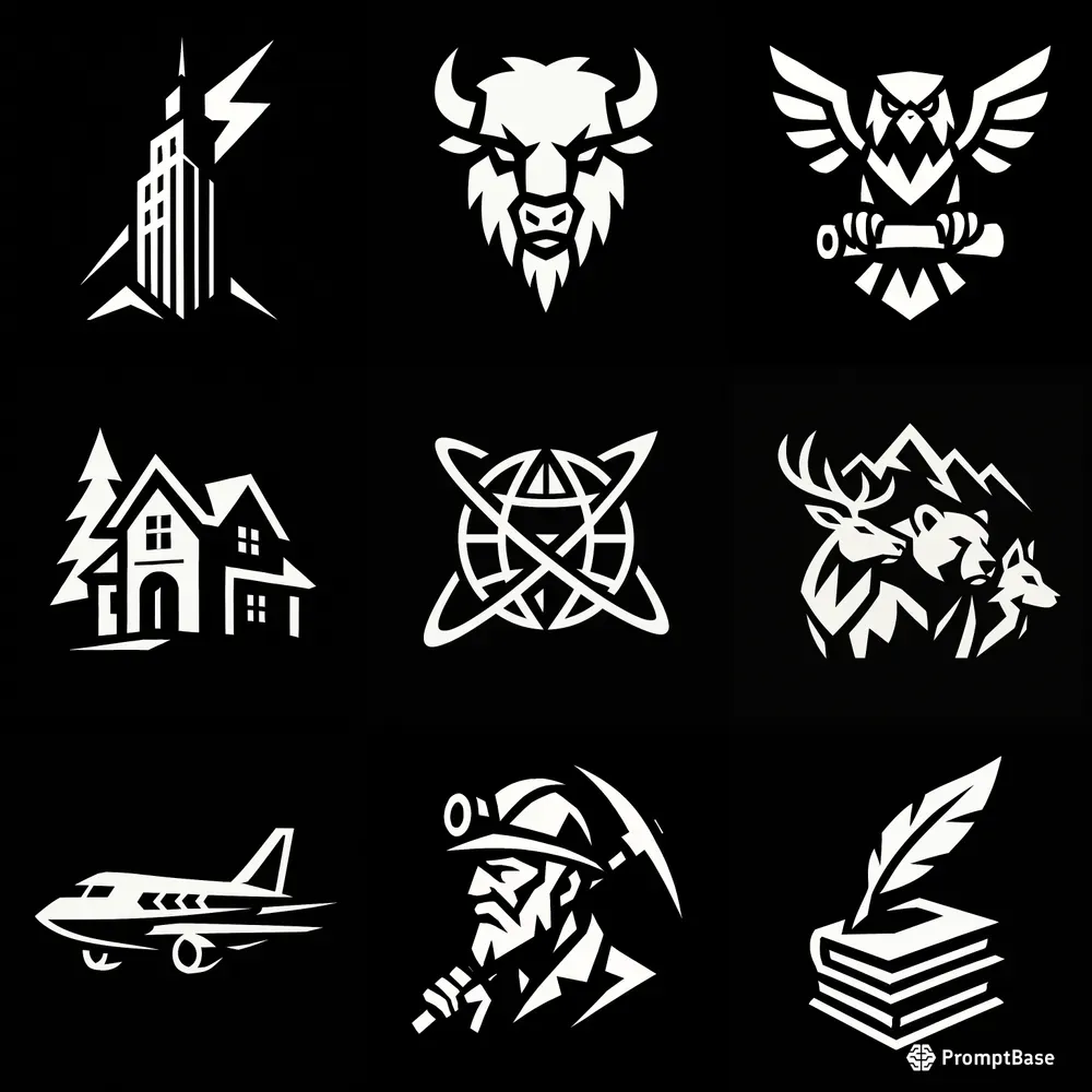 Angled Logo Icons ChatGPT Image Prompt | PromptBase