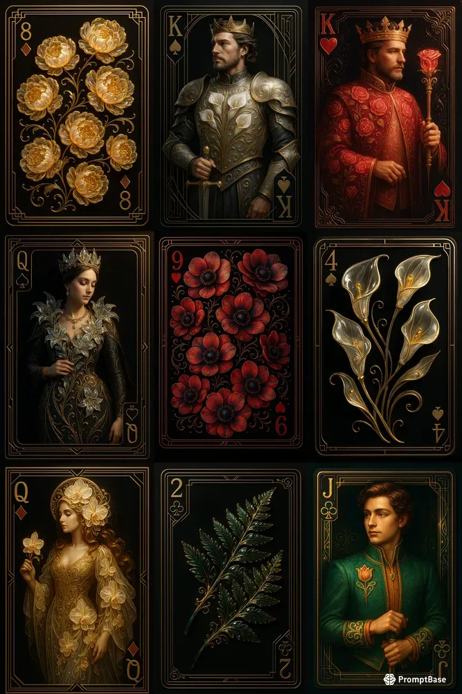 Floral Fantasy Playing Card Style ChatGPT Image Prompt | PromptBase