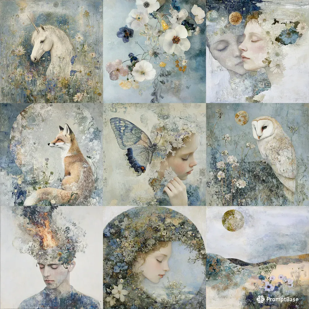 Ethereal Vintage Collage Art Midjourney Prompt | PromptBase