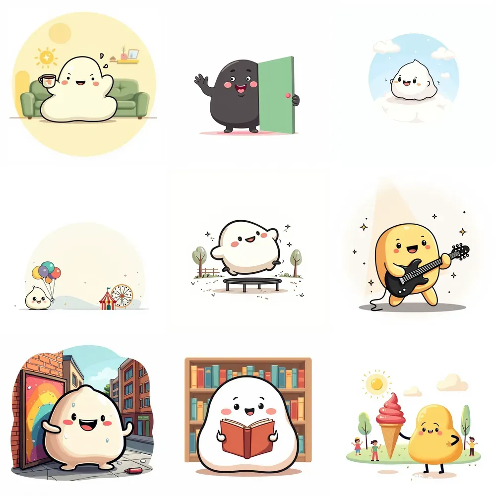 Friendly Blob Character Illustrations FLUX Prompt | PromptBase