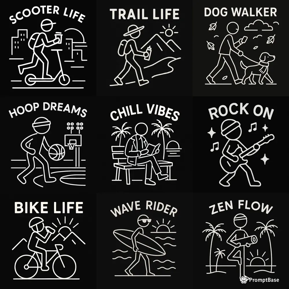 Modern Stickman Tshirt Designs ChatGPT Image Prompt | PromptBase