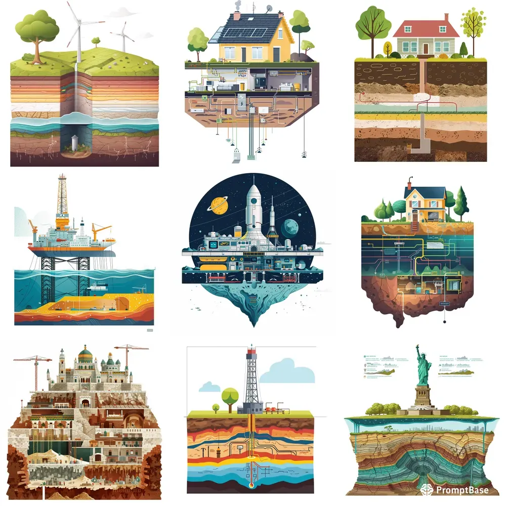 Detailed Cross Sections Illustrations Midjourney Prompt | PromptBase