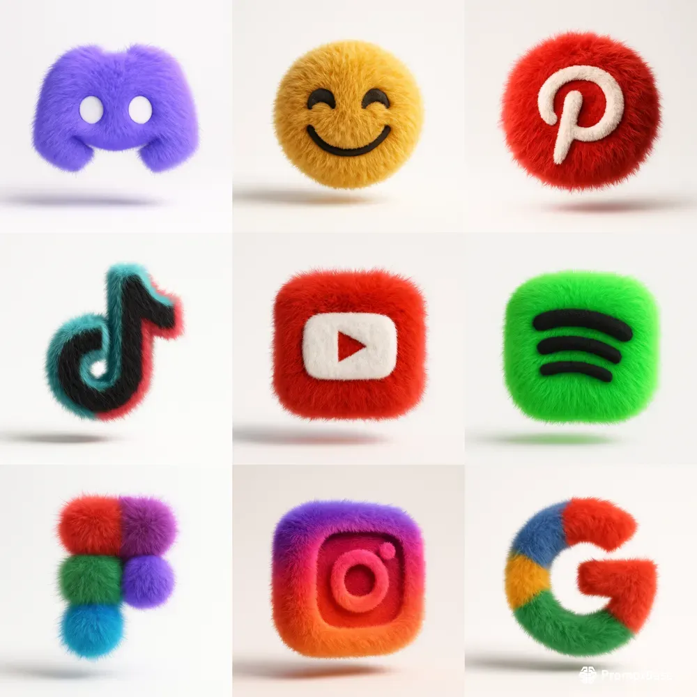 Fluffy 3D Logo Icons ChatGPT Image Prompt | PromptBase