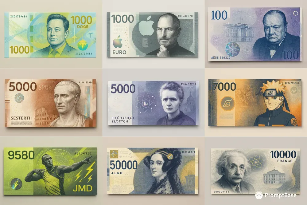 Modern Currency Note Designs ChatGPT Image Prompt | PromptBase