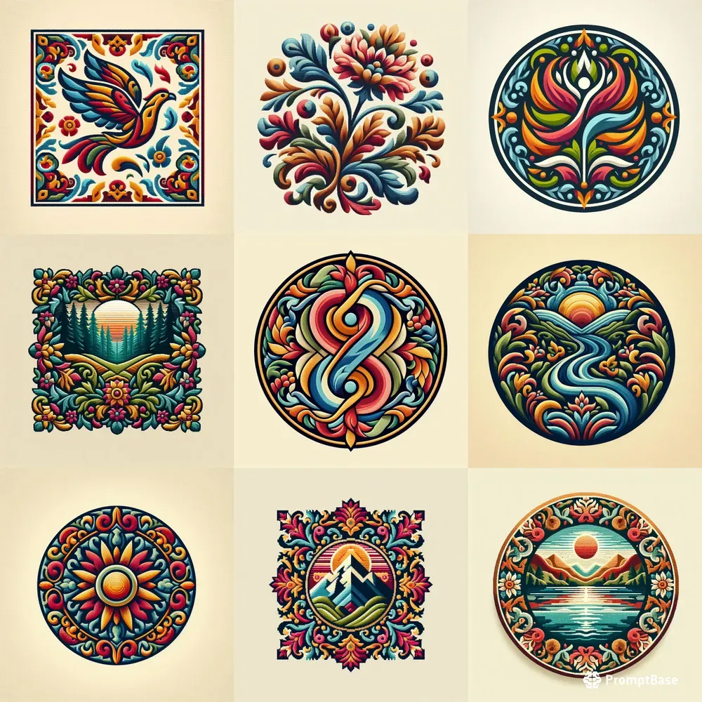 Natureinspired Tapestry Logos DALL·E Prompt | PromptBase