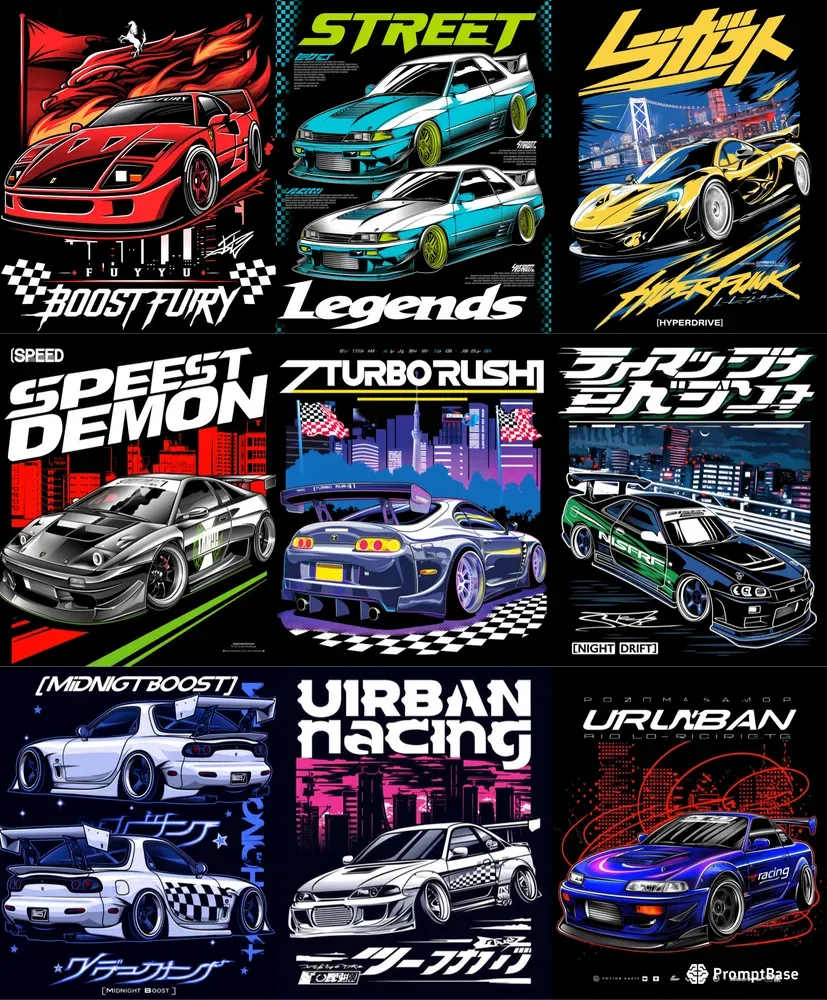 Car T Shirt Design Urban Vectors Midjourney Prompt | PromptBase