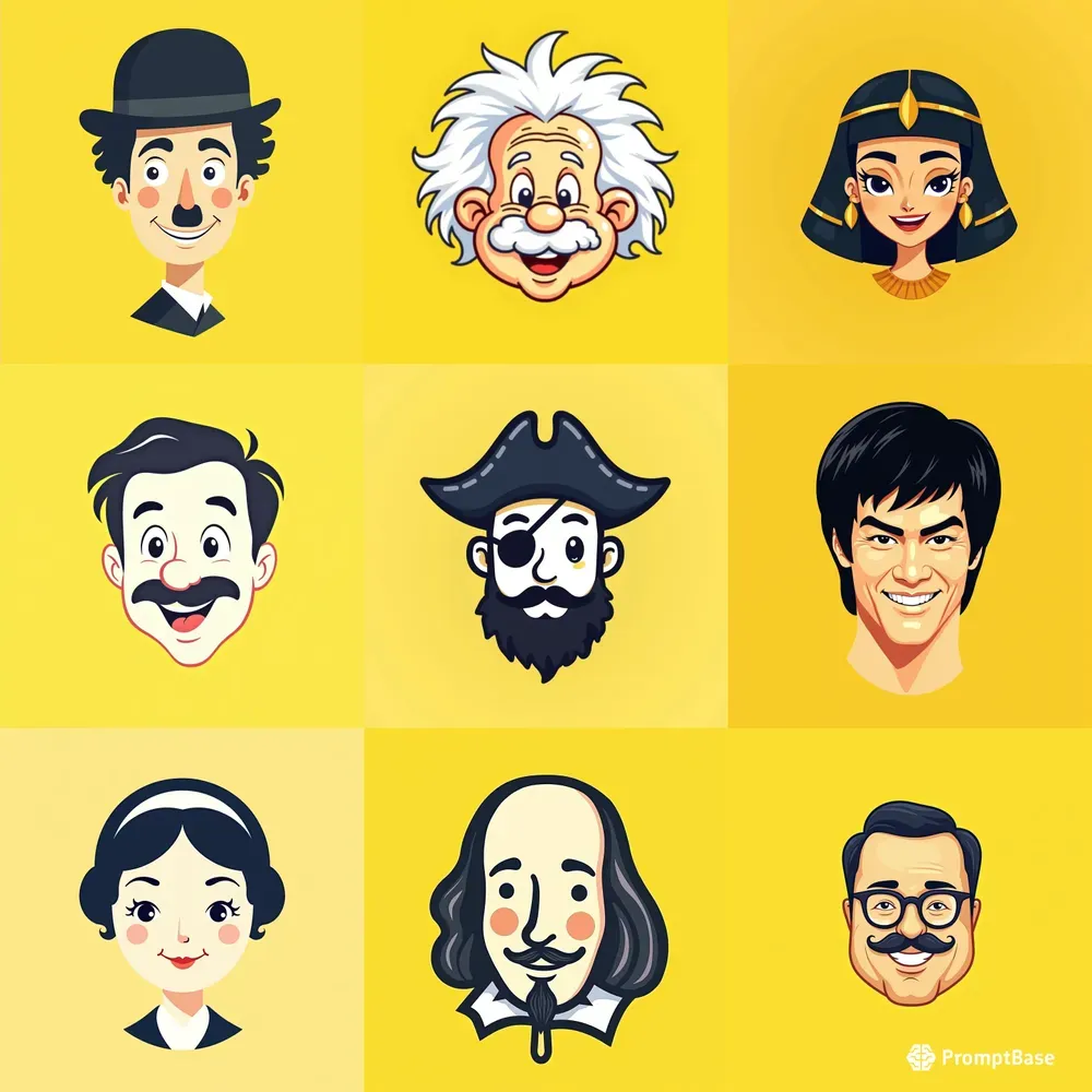Flat Cartoon Celebrity Portraits FLUX Prompt | PromptBase