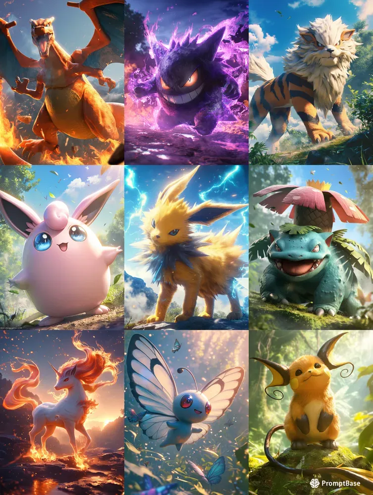 Realistic Evolution Pokemon Midjourney Prompt | PromptBase