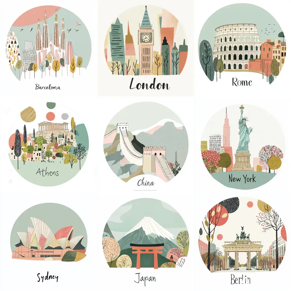 Stylized Landmarks Shirt Designs Midjourney Prompt | PromptBase