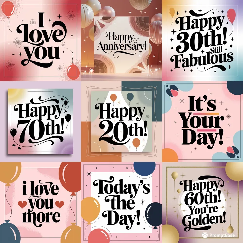 Editable Birthday Card Generators Ideogram Prompt | PromptBase