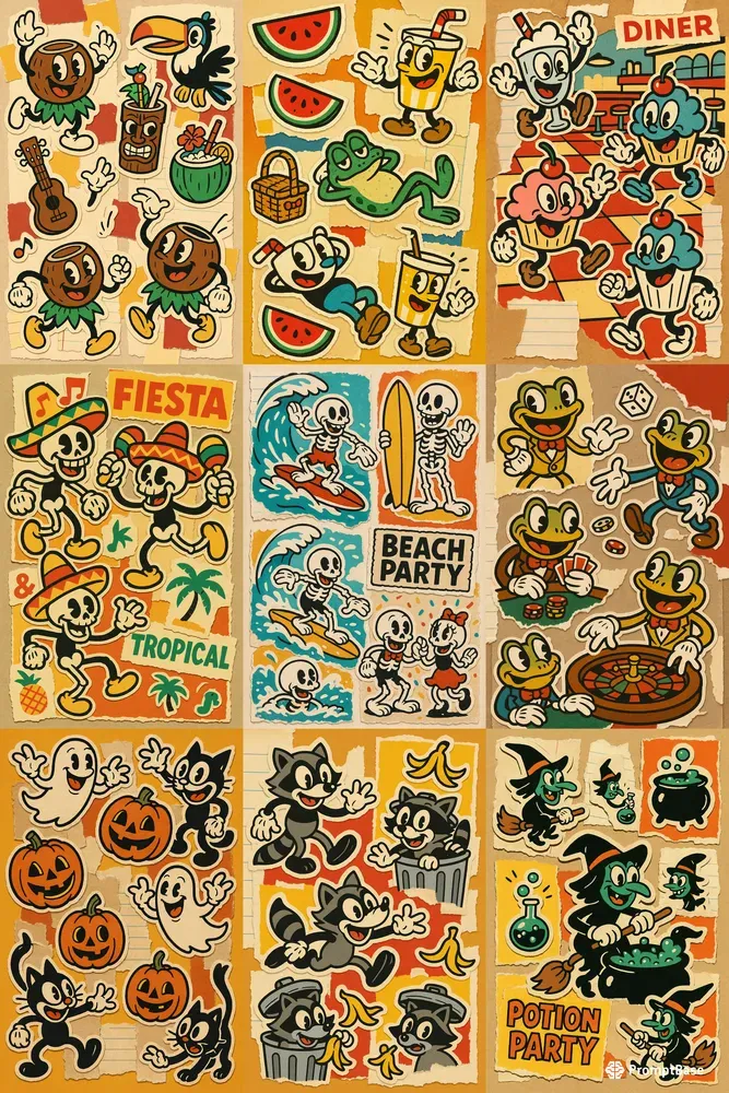 Retro Cutouts Cartoon Scrapbook Collages ChatGPT Image Prompt | PromptBase