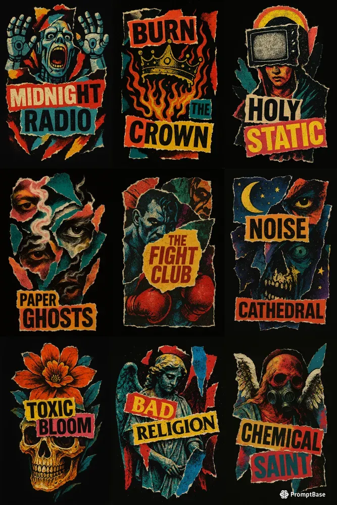 Punk Zine Torn Paper Collages ChatGPT Image Prompt | PromptBase