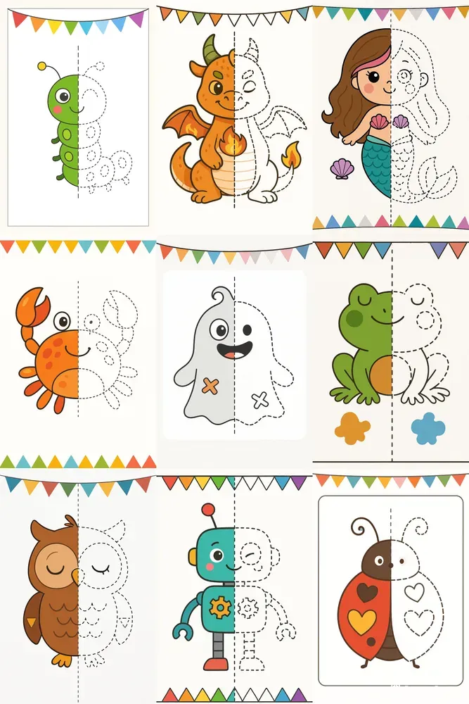 Cute Symmetry Drawing Templates ChatGPT Image Prompt | PromptBase