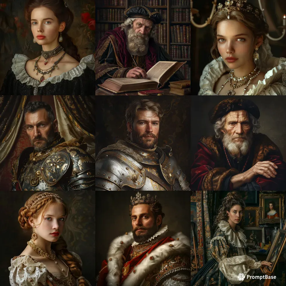 Regal Renaissance Realistic Portraits Midjourney Prompt | PromptBase