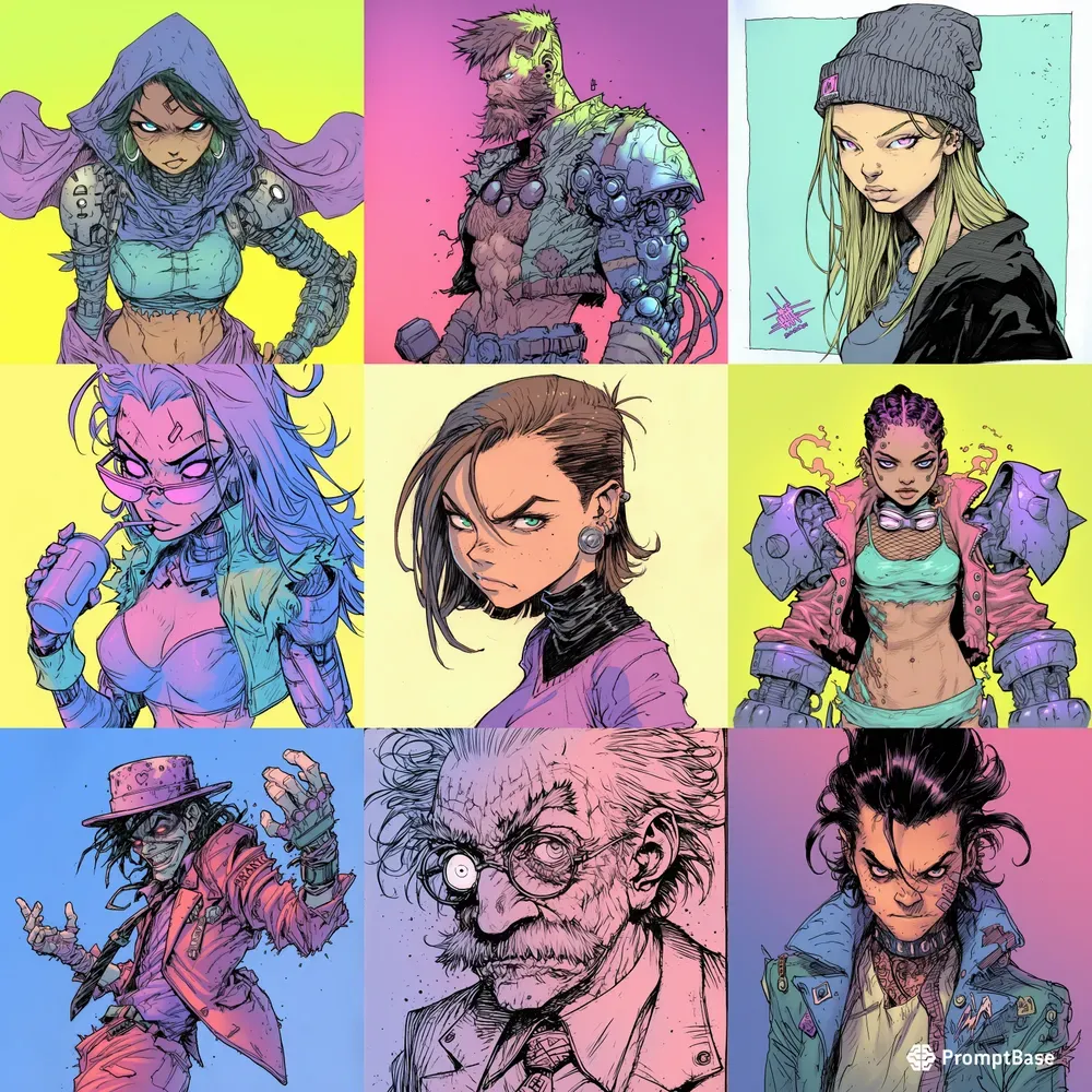 Cyberpunk Cartoon Heroes Midjourney Prompt | PromptBase