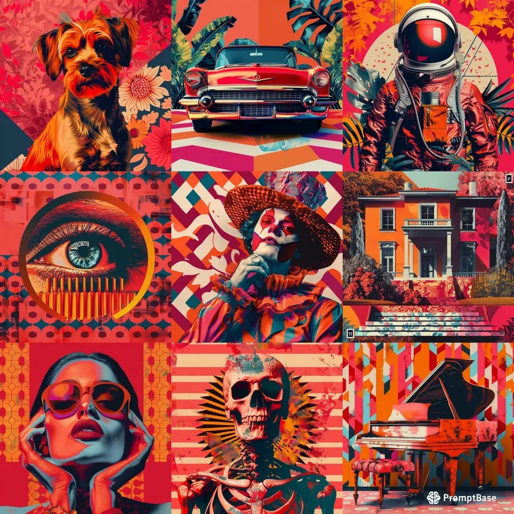 Vintage Red Digital Art Midjourney Prompt | PromptBase