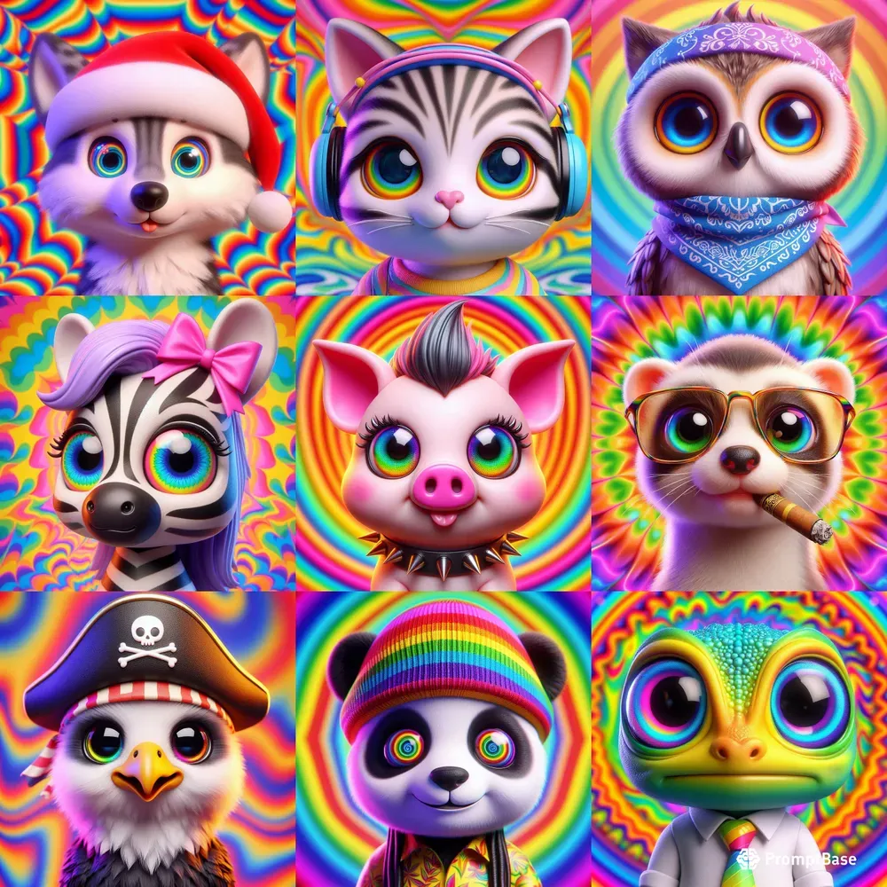 Psycho Hypno 3D Animals DALL·E Prompt | PromptBase