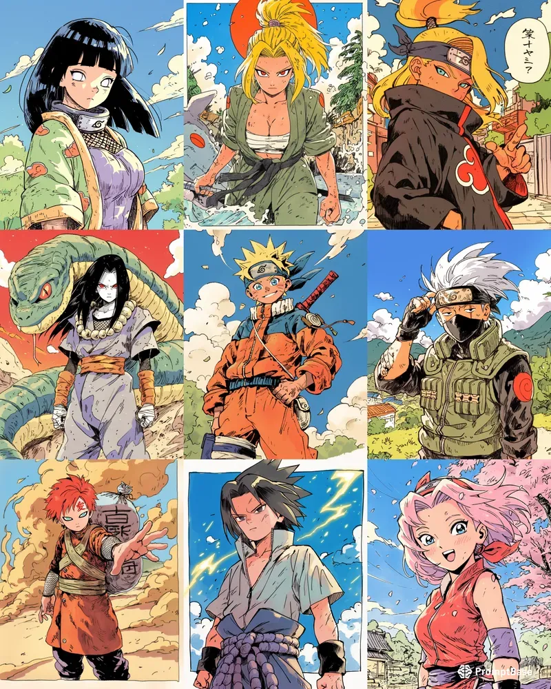 Dynamic Naruto Shippuden Art Midjourney Prompt | PromptBase
