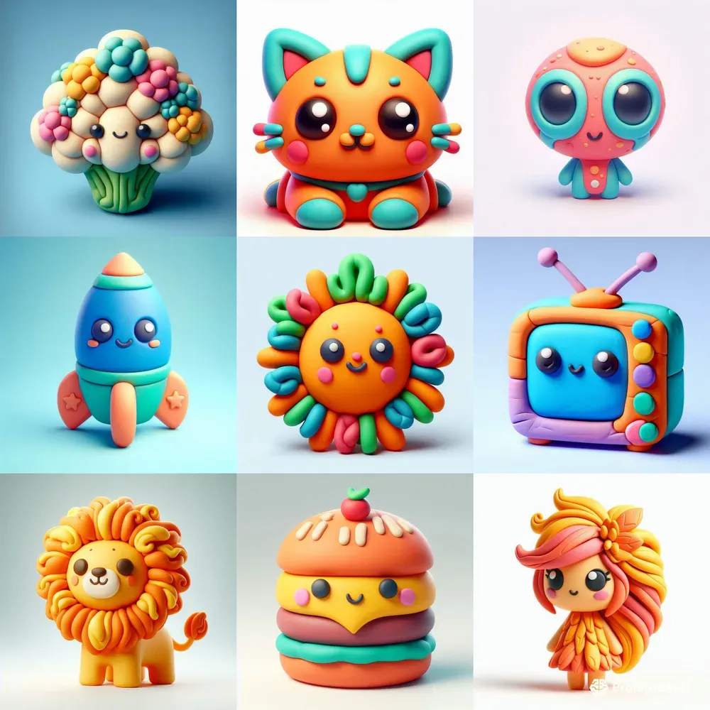 Cute Clay Plasticine 3D Icons DALL·E Prompt | PromptBase