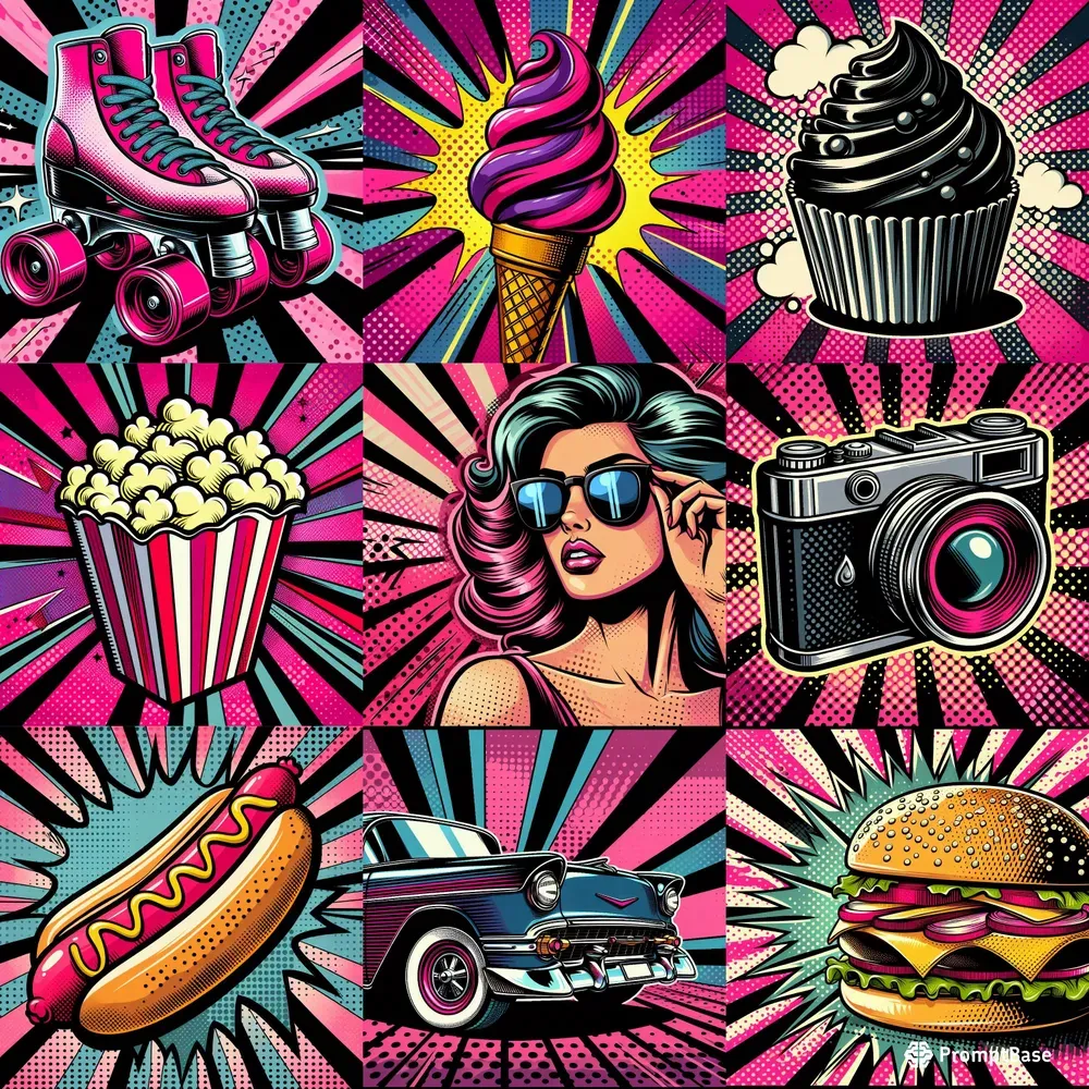 Retro 70s Style Pop Art Illustrations DALL·E Prompt | PromptBase