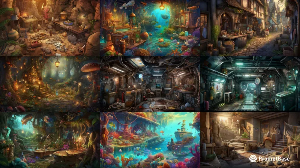 Dynamic Hidden Object Scenes Midjourney Prompt | PromptBase