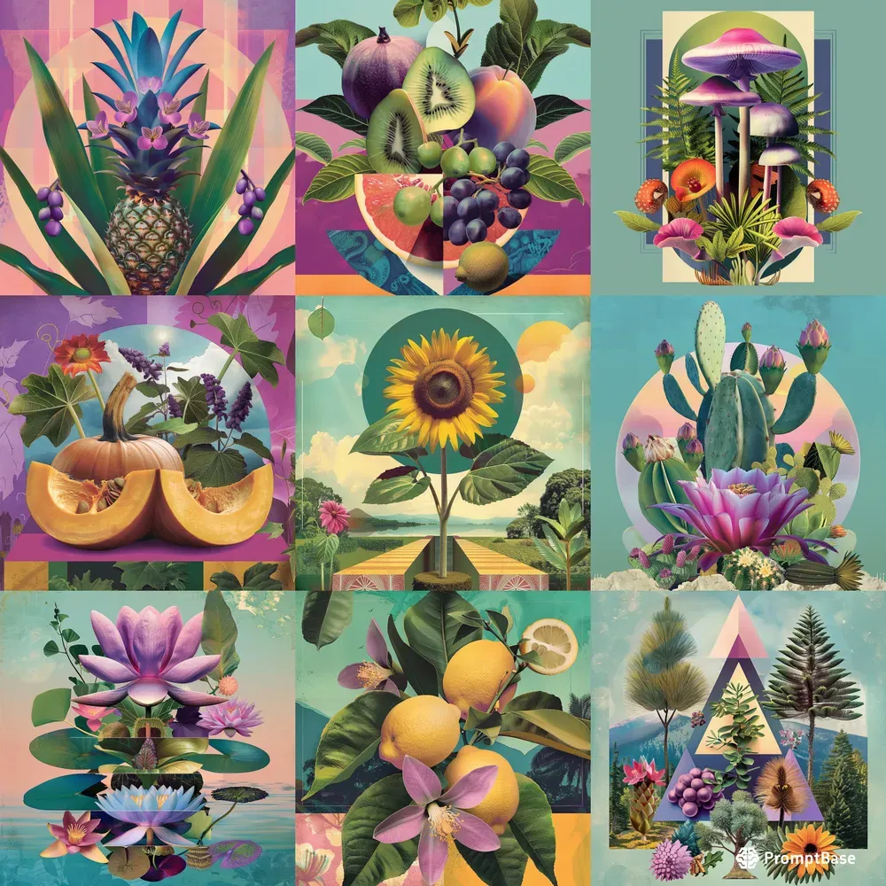 Flora Compositions Art Prints Midjourney Prompt | PromptBase