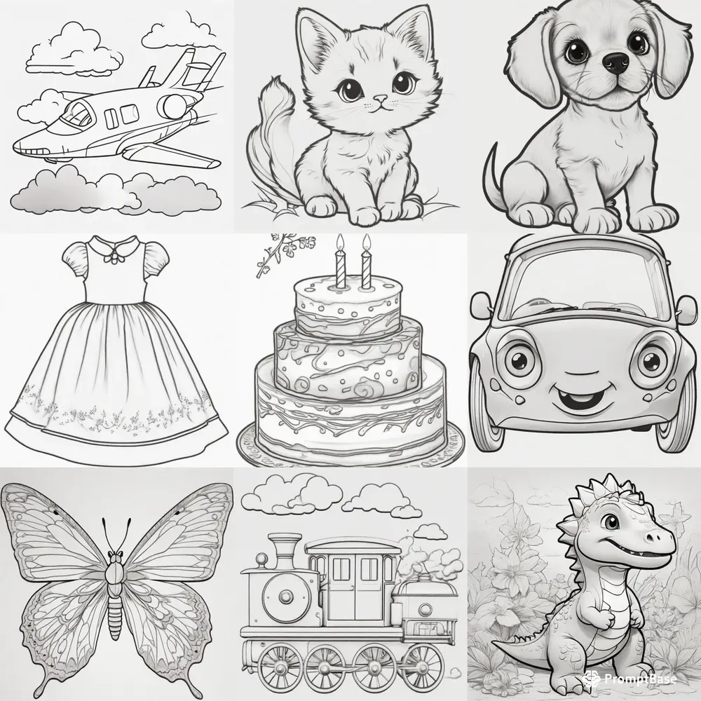 Simple Outline Easy Kids Coloring Pages Leonardo Ai Prompt | PromptBase