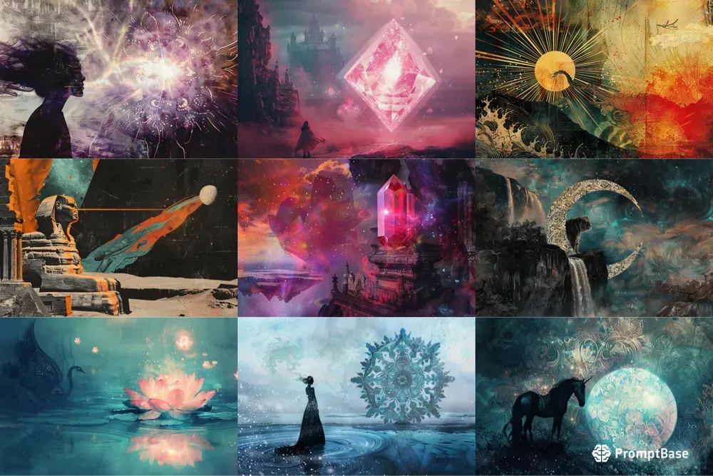 Enigmatic Art Collages Midjourney Prompt | PromptBase